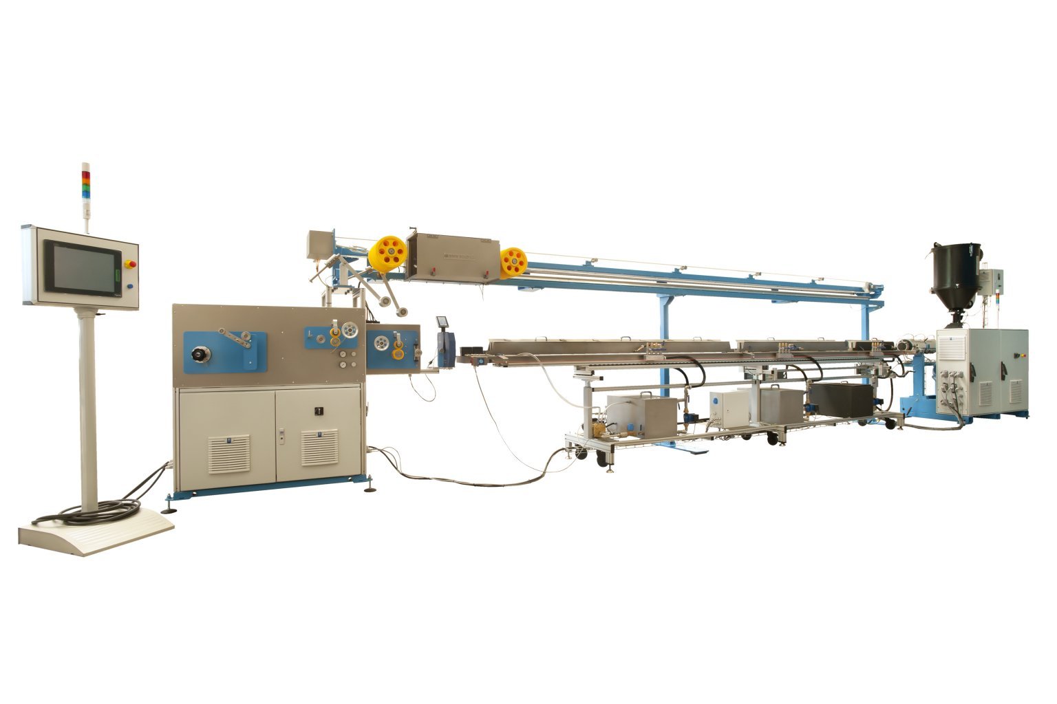 Extrusionsanlage zur Herstellung von Filament. Einschneckenextruder.